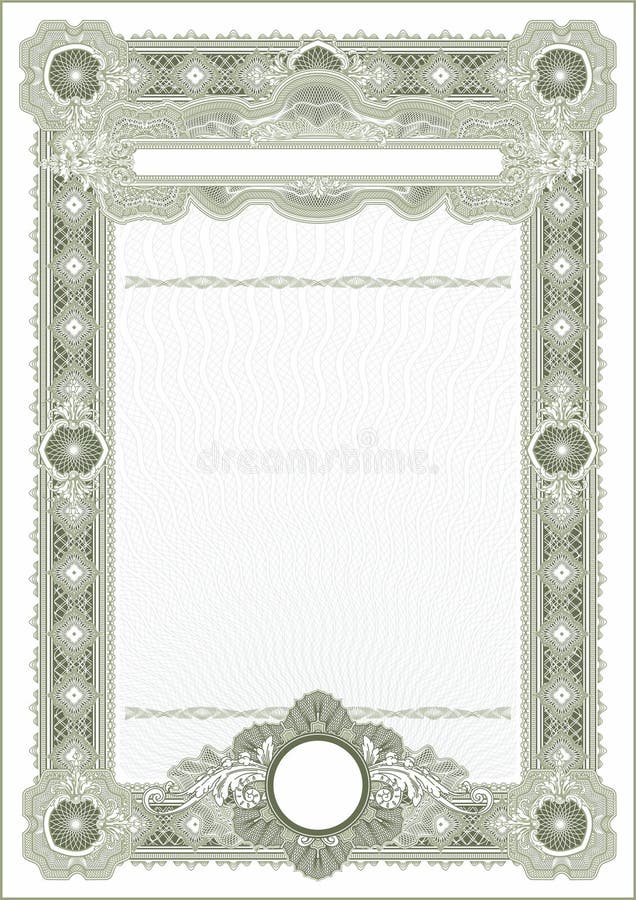 An Empty Blank for Creating Certificates, Diplomas or Other Securities ...