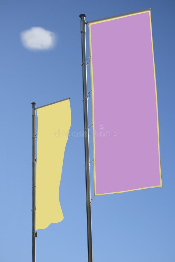 2 Empty Blank Flags, Blank Beach Flags, Free Pink and Yellow Copy Space ...