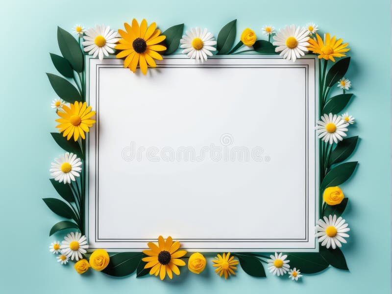 Empty Blank Frame for Your Text and Flowers Stock Illustration ...