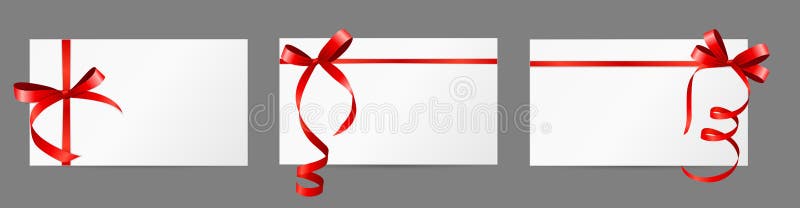 Blank Gift Card Template with Orange Bow and Ribbon. Vector ...