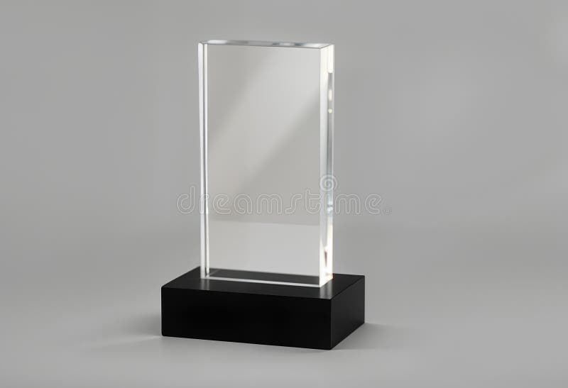 Empty Blank Glass Award Trophy Mockup Isolated on a Grey Background. 3d ...