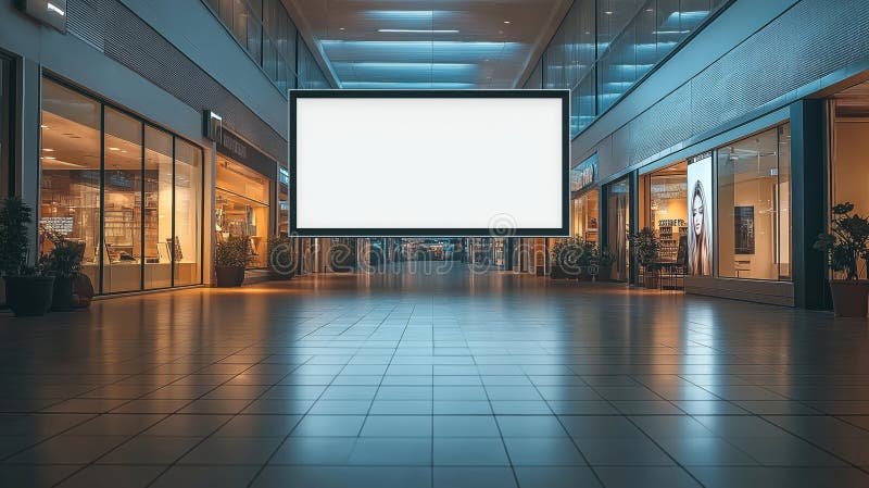 Empty Blank LED Screen Billboard in Mall Corridor in Front of Cosmetics ...