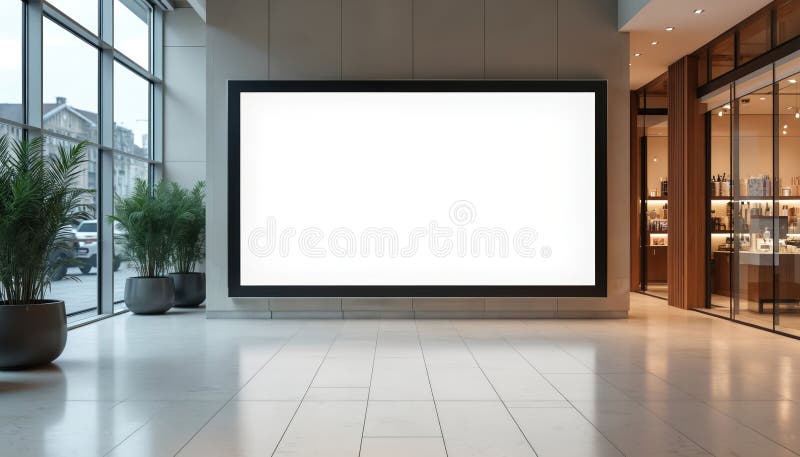 Empty Blank LED Screen Billboard in Modern Shopping Mall Corridor in ...