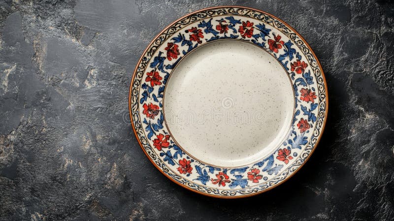 Empty Blank Middle Eastern Style Plate in the Middle Stock Illustration ...