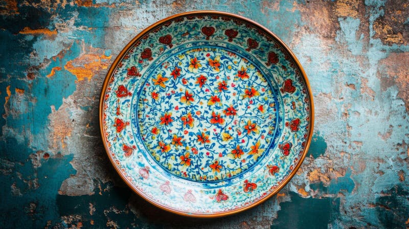 Empty Blank Middle Eastern Style Plate in the Middle Stock Illustration ...