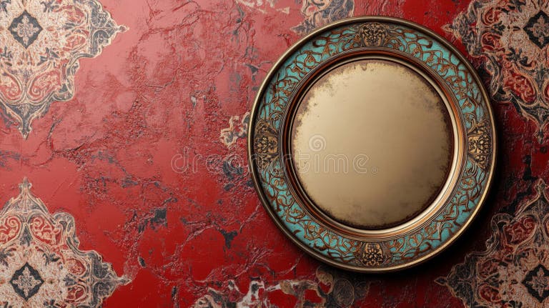 Empty Blank Middle Eastern Style Plate in the Middle Stock Illustration ...
