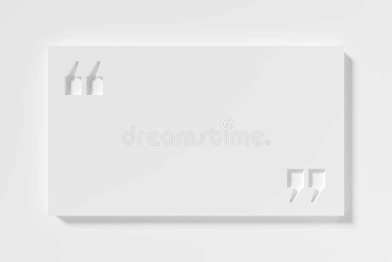 3D Empty Quotation Marks Frame on White Wall Stock Illustration ...