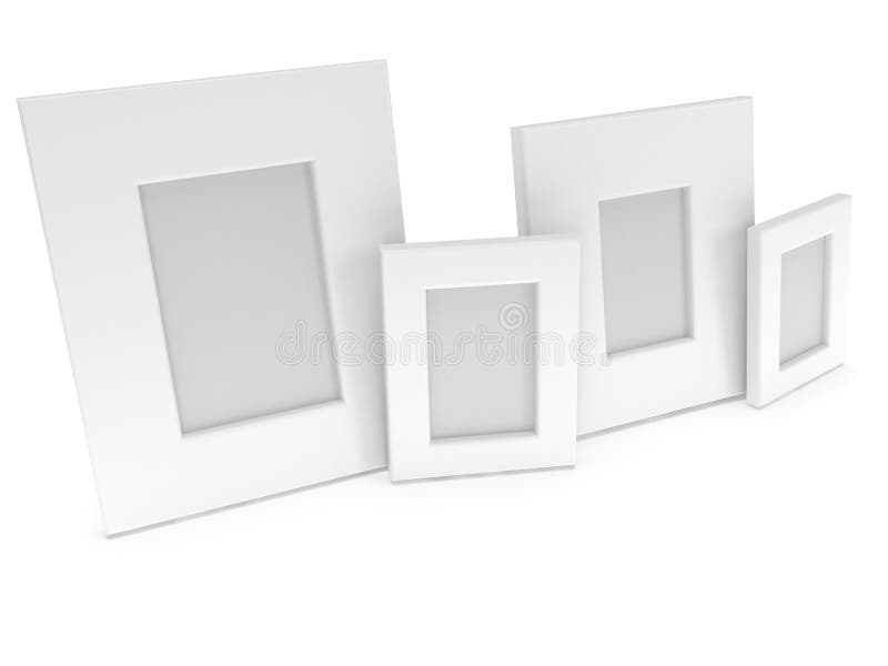 Empty Blank Photo Frames on White. 3D Render. Stock Illustration ...