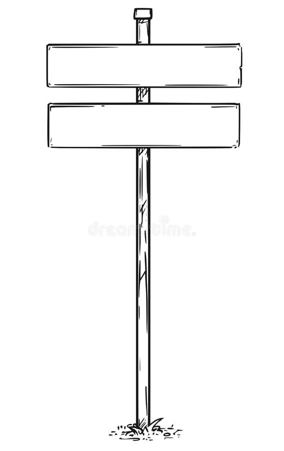 Empty Blank Sign Board Drawing Stock Vector - Illustration of cartoon ...