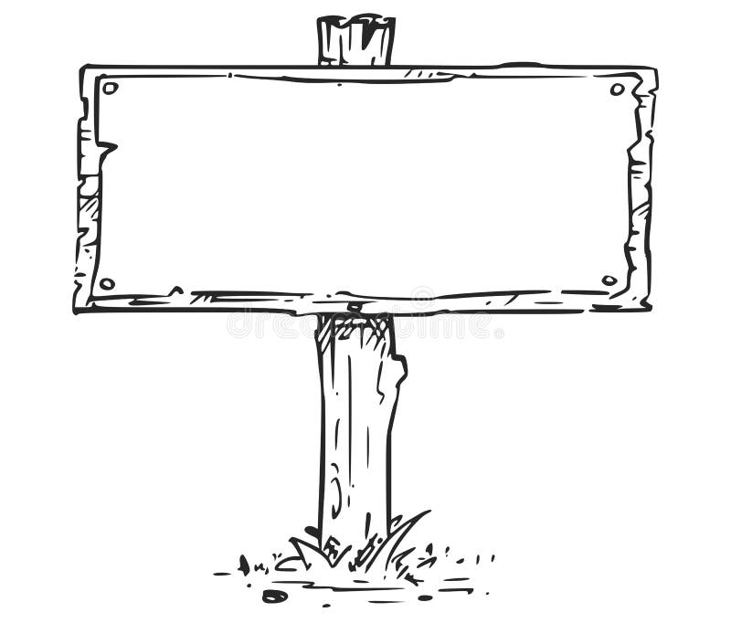 Empty Blank Sign Board Drawing Stock Vector - Illustration of drawn ...