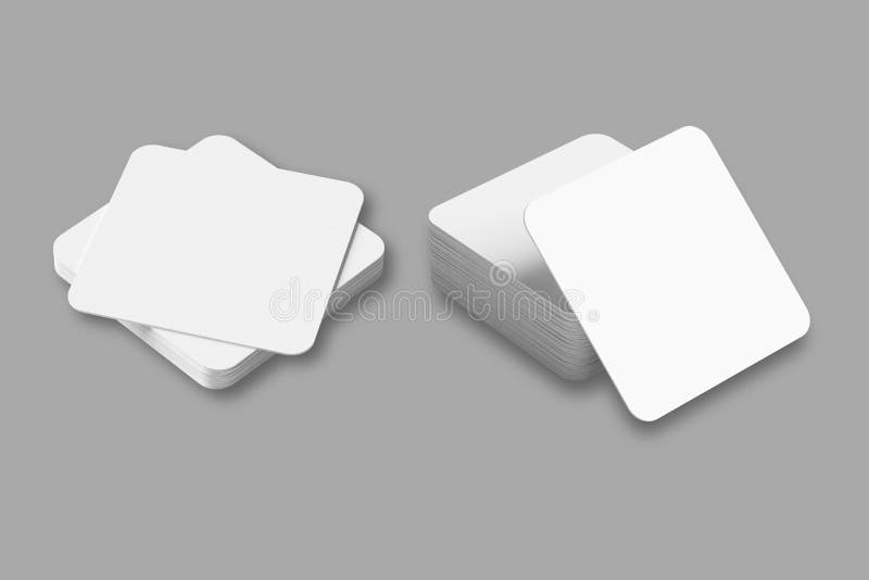 Empty Blank Square Coasters Mock Up Isolated on a Grey Background ...