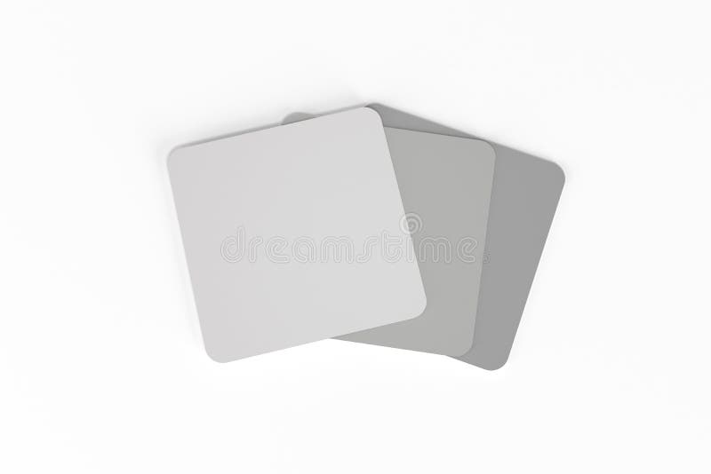 Empty Blank Square Coasters Mock Up Isolated on White Stock ...