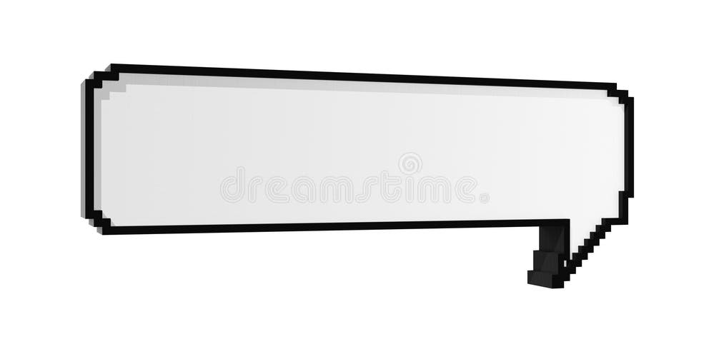 Empty, Blank, Square Shaped 3D Pixelized Voxel Speech Bubble or Balloon ...