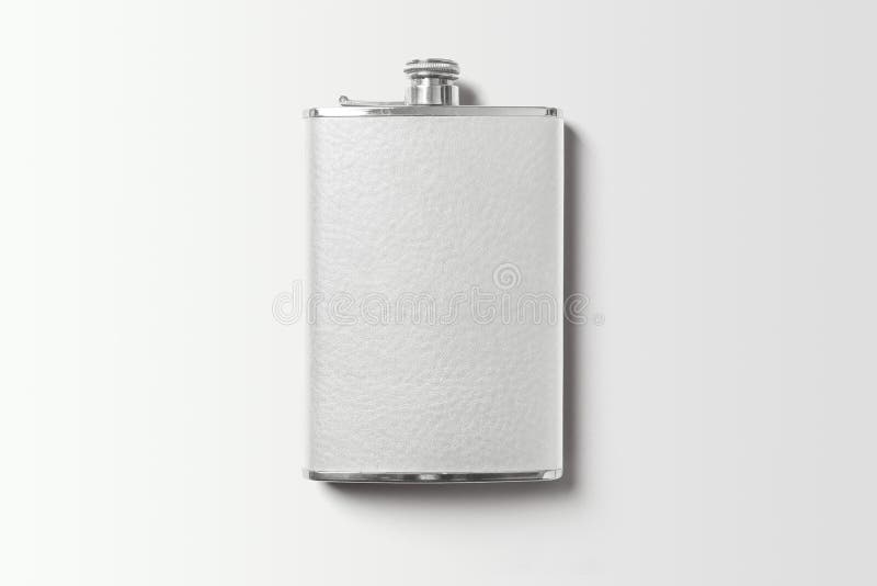 Empty Blank Stainless Hip Flask Isolated on a Grey Background. Stock ...