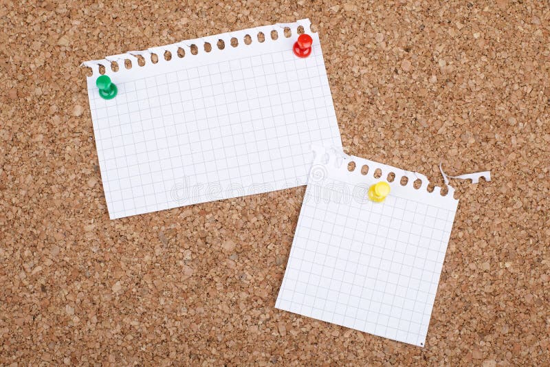 Empty Blank Two White Note Papers on Bulletin Board Stock Photo - Image ...