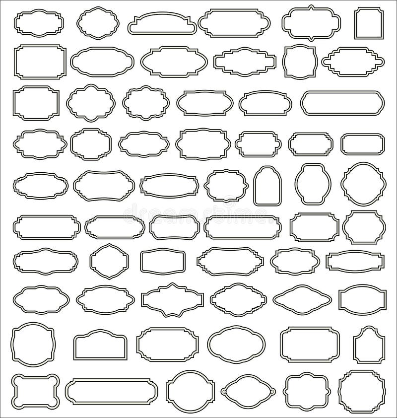 Empty Blank Vintage Frame, Set Stock Illustration - Illustration of ...