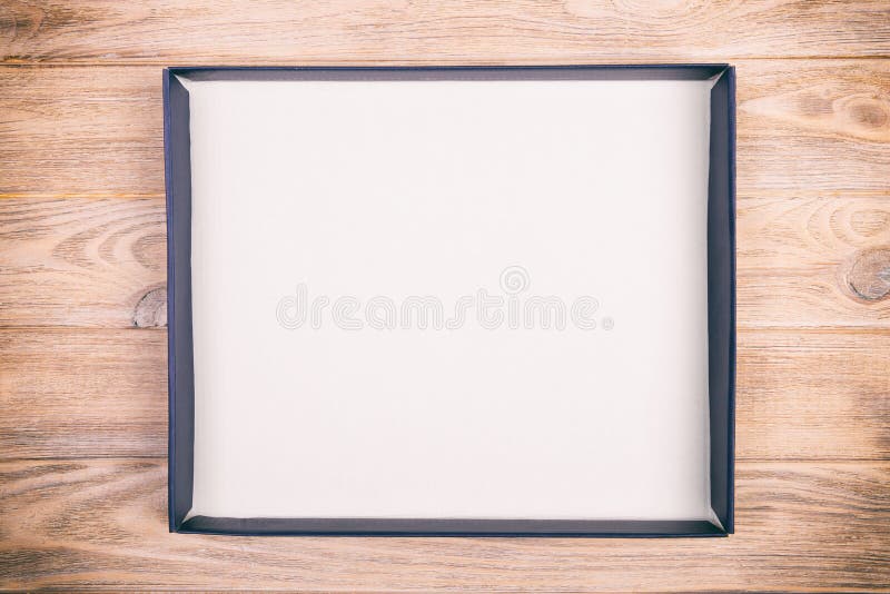 A Empty Blank White Box on the Desk Table. Vintage, Toned Top View ...