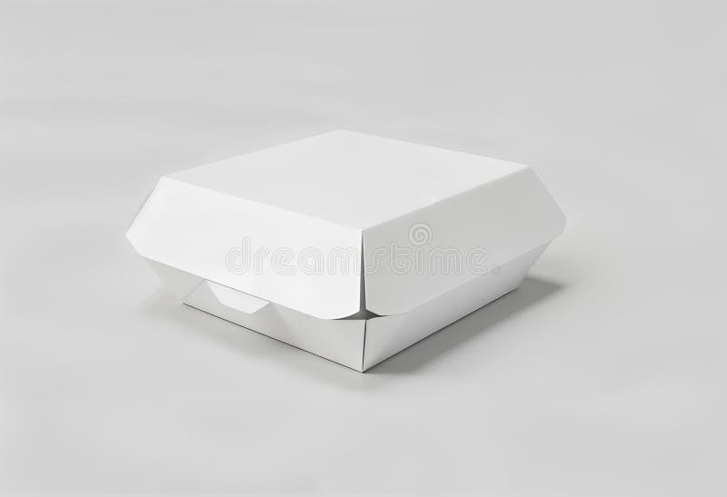 Empty Blank White Burger Box with Wrapped Burger Mock Up Isolated on a ...