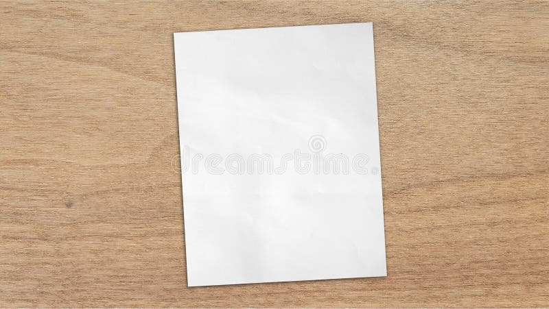 Empty Blank White Grunge Paper Sheet Placed on Light Oak Wooden Table ...