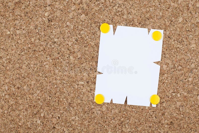 Empty Blank White Note Paper on Bulletin Board Stock Photo - Image of ...