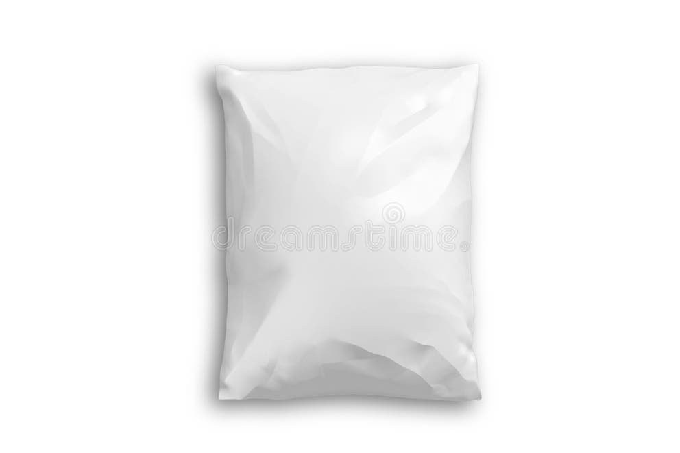Empty Blank White Plastic Parcel Bag Isolated on a Grey Background ...