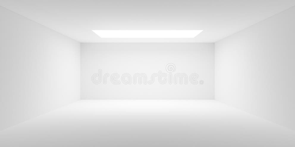 Empty, Blank White Room with Ceiling Light in the Back, Interior ...