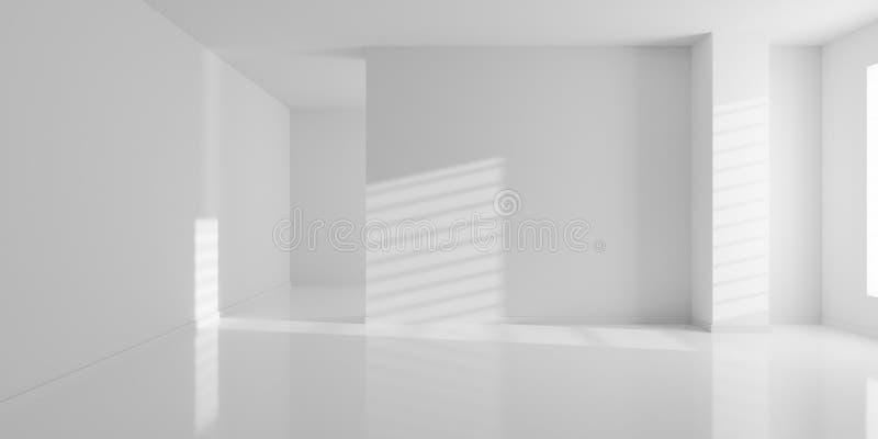 Empty Blank White Room Interior Background with Window with Shades ...