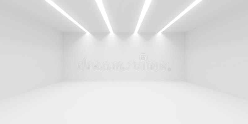 Empty, Blank White Room with Multiple Vertical Light Slit Openings in ...