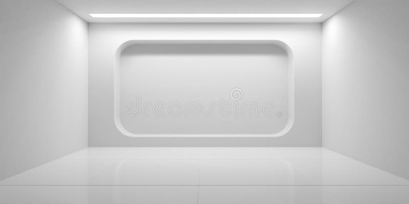 Empty, Blank White Room with Rounded Recess in the Back Wall and Inset ...