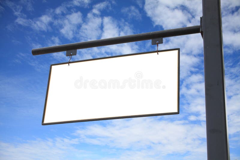 Empty Blank White Sign Hanging Outdoor Stock Image - Image of abstract ...