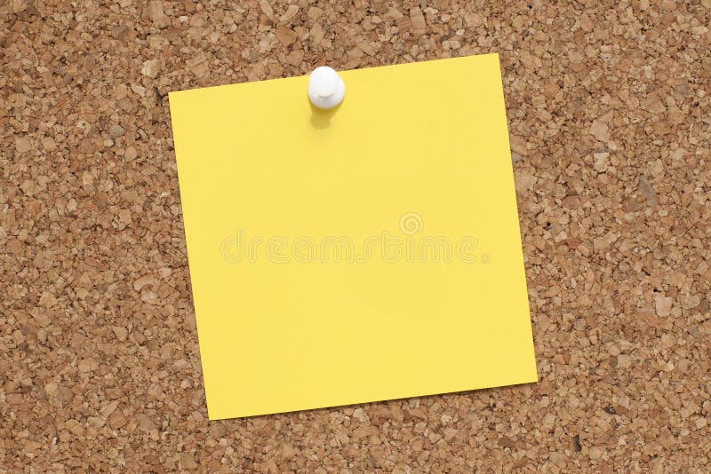 Empty Blank Yellow Adhesive Note Paper on Bulletin Board Stock Photo ...
