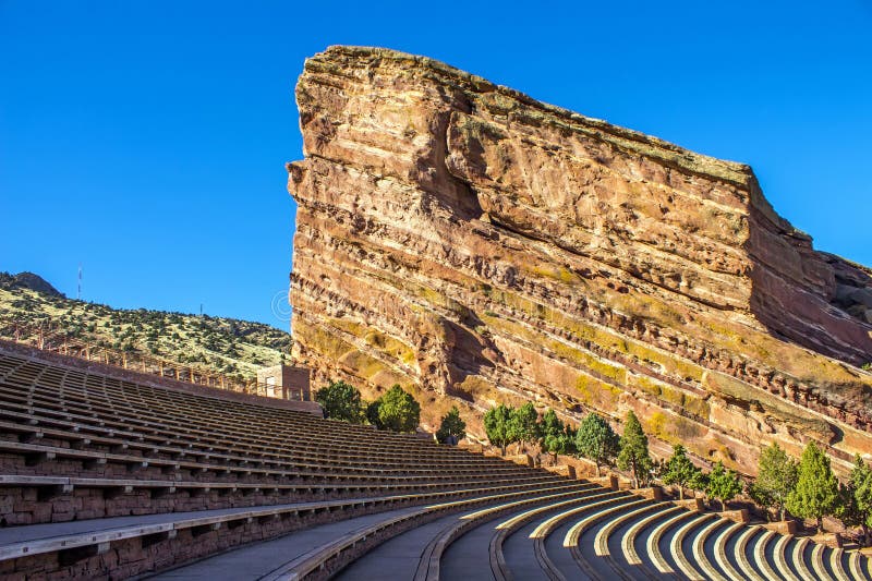Empty Bleachers on Red Rocks Stock Photo - Image of music, stadium ...