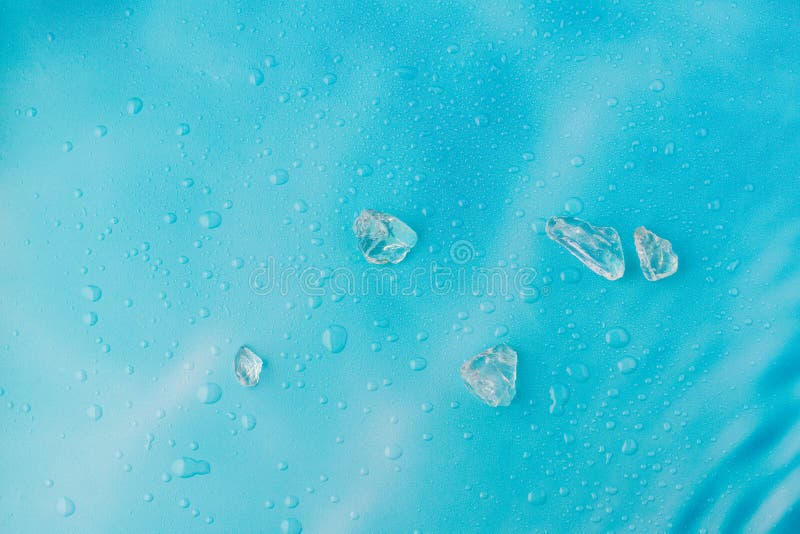 Empty Blue Background with Ice Pieces and Water Drops . Stock Image ...