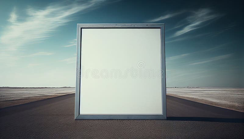 Empty Blue Billboard Frame on Flooring Outdoors Generated by AI Stock ...
