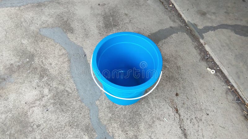 Empty Blue Bucket on the Cement Floor Stock Image - Image of structure ...