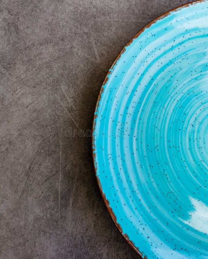 Empty Blue Ceramic Food Plate on a Table. Food and Drink Stock Image ...