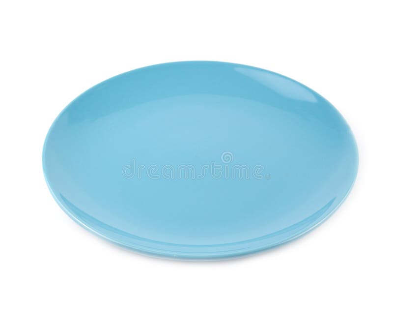 Empty Blue Ceramic Plate , Side View, Isolated on a White Background ...