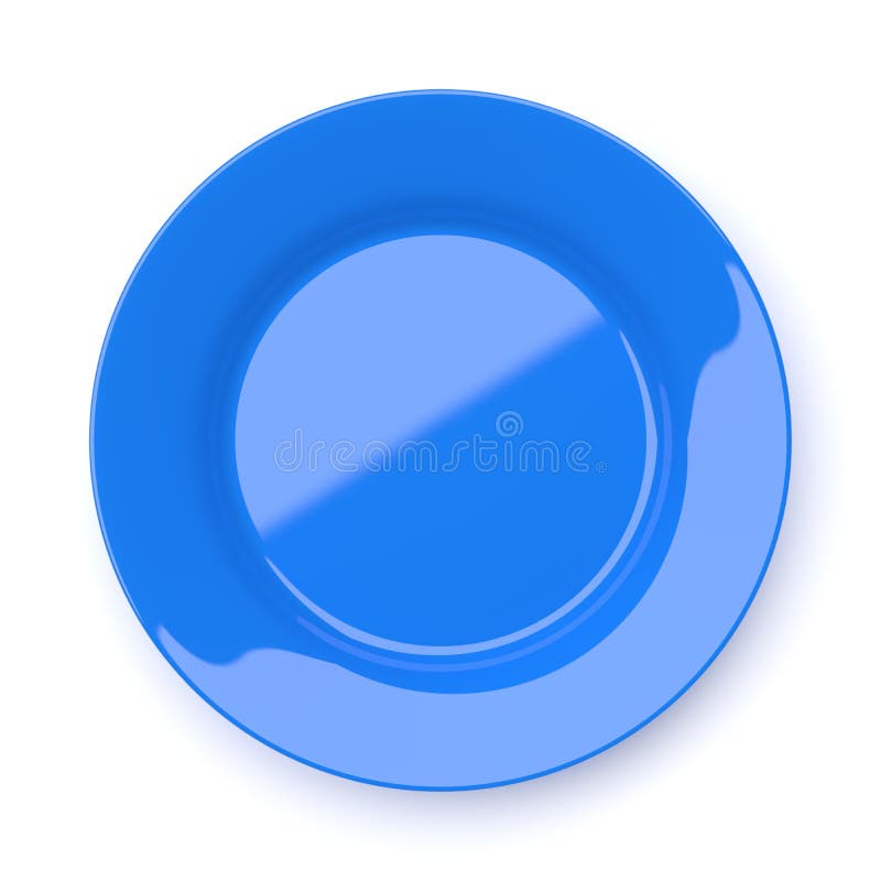 Empty Blue Ceramic Round Plate Isolated on White Stock Illustration ...