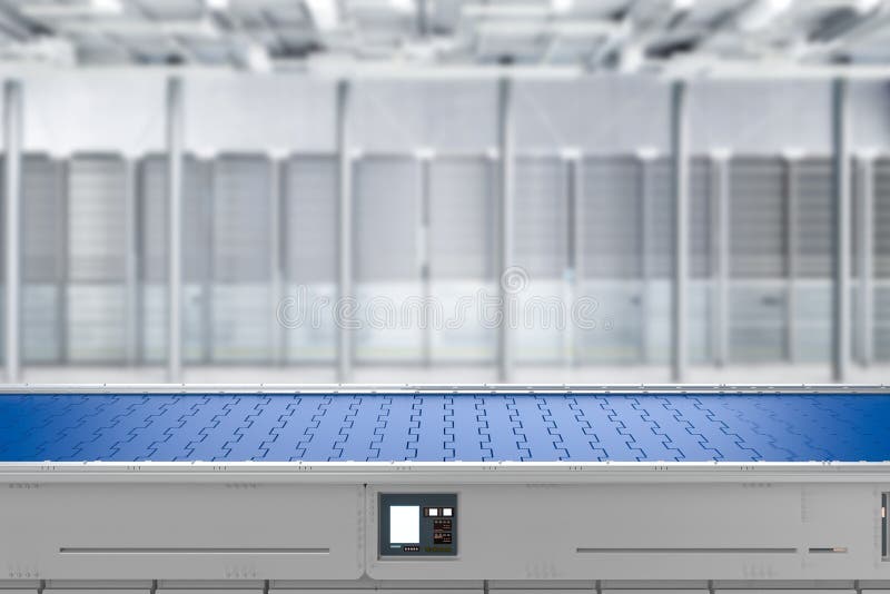 Empty Blue Conveyor Belt in Factory Stock Illustration - Illustration ...