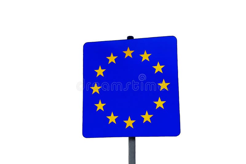 An Empty Blue Europe Border Sign Against White Background Stock Image ...