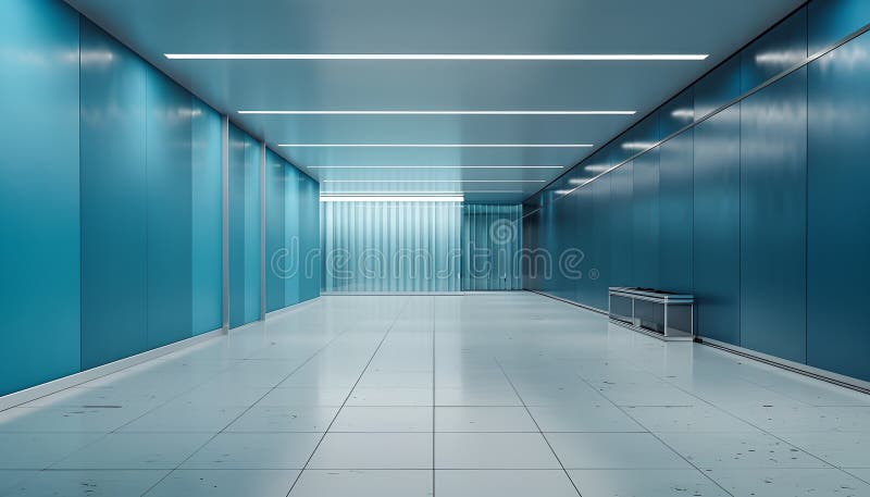 Empty Blue Mall Wall for Logo Mockup Making Stock Illustration ...