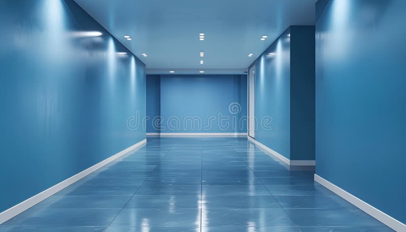 Empty Blue Mall Wall for Logo Mockup Making Stock Illustration ...