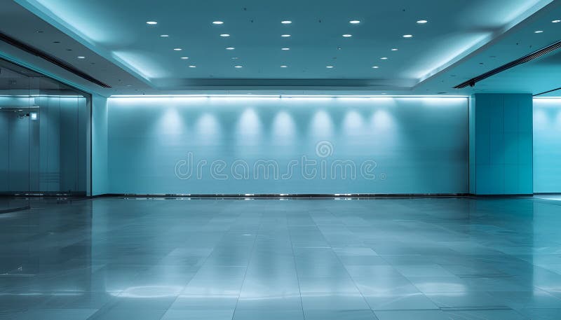 Empty Blue Mall Wall for Logo Mockup Making Stock Illustration ...