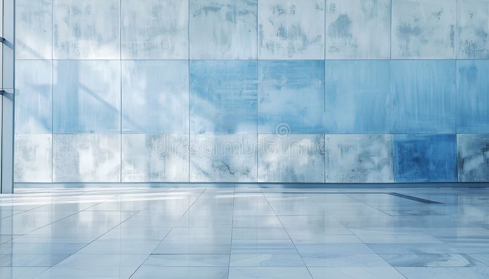 Empty Blue Mall Wall for Logo Mockup Making Stock Illustration ...
