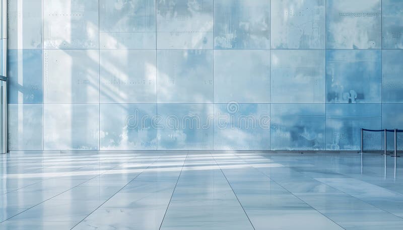 Empty Blue Mall Wall for Logo Mockup Making Stock Illustration ...