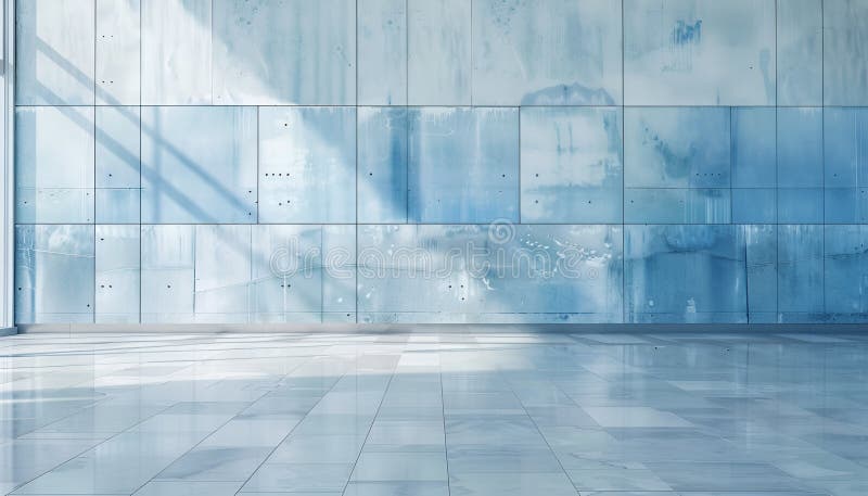 Empty Blue Mall Wall for Logo Mockup Making Stock Illustration ...