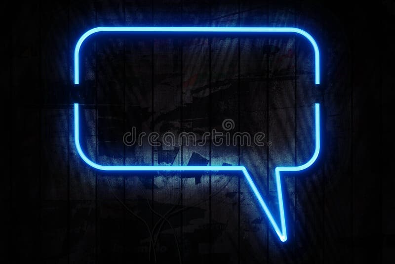 Empty Blue Neon Sign on a Dark Wooden Wall Stock Illustration ...