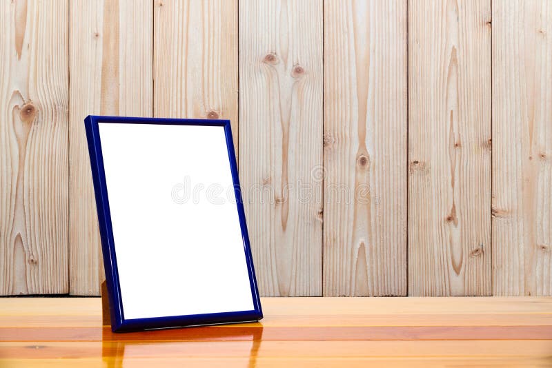 Empty Blue Photo Frame on Wooden Table, Picture Memory Stock Photo ...