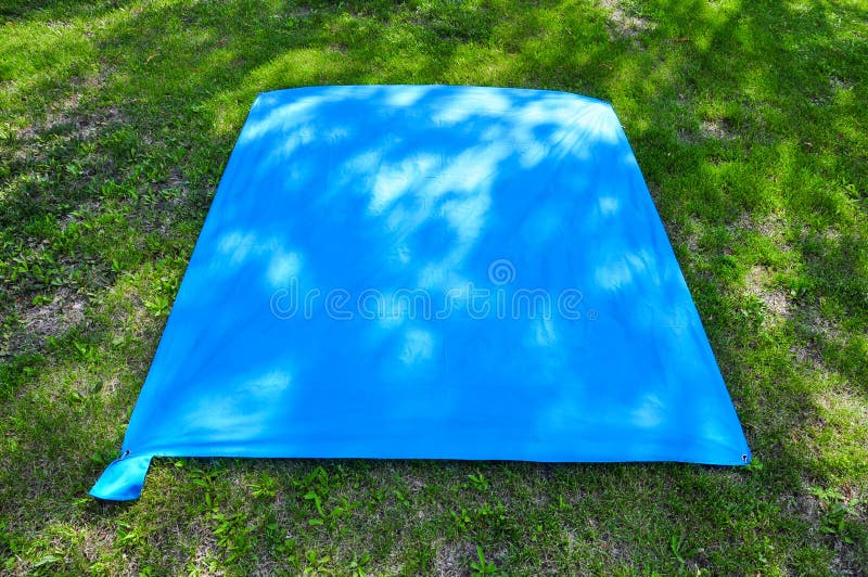 Blue Picnic Table stock image. Image of painted, grass - 32347975