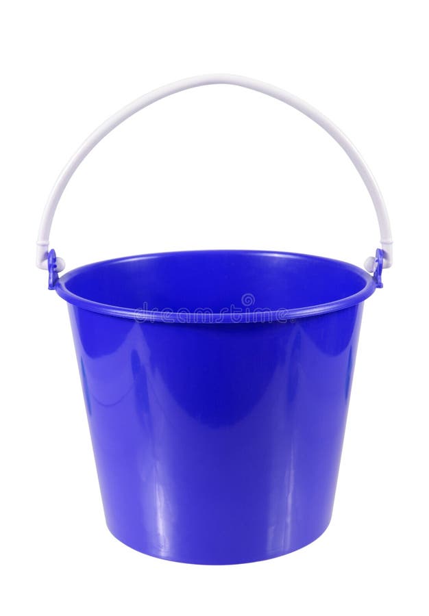 Empty Blue Plastic Household Bucket Isolated on White Background Stock ...